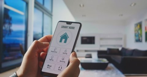 Smart Home Technology Interface On Smartphone Stock Footage Video (100% ...