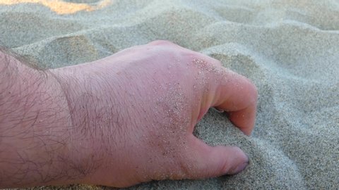 Hand Grabbing Sand Desert Beach Letting Stock Footage Video (100% ...