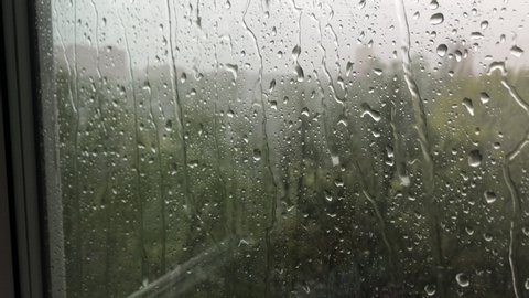 Outside Window Pouring Rain Strong Wind Stock Footage Video (100% ...