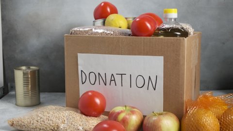 Grocery Food Carton Donation Box Vegetable Stock Footage Video (100% ...