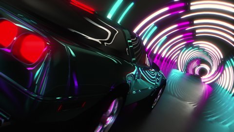 Neon Lights Reflection On Car Driving Stock Footage Video (100% Royalty ...