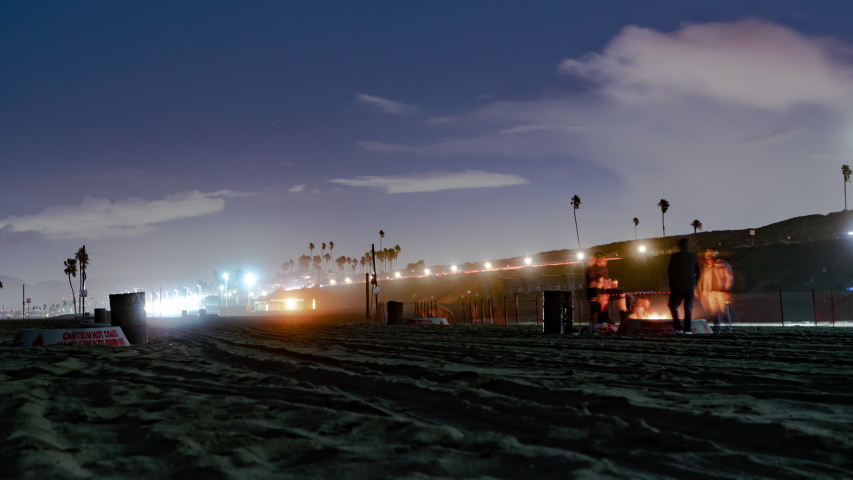 people around fire dockweiler beach los Stock Footage Video (100% ...
