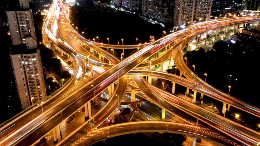 Highway Bridges with lights at night in Shanghai, China image - Free ...
