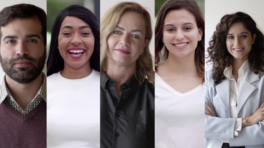 Split Screen Collage Smiling Happy Men Stock Footage Video (100% ...