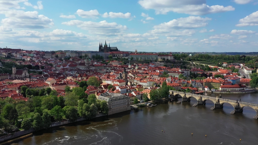 Cityscape and rooftops and Urban landscape in Prague, Czech Republic ...