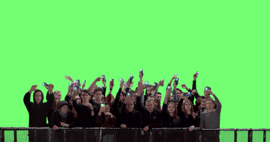 green screen front view huge crowd Stock Footage Video (100% Royalty ...