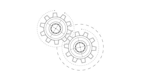 Technical Drawing Gears Rotating Mechanism Round Stock Footage Video ...