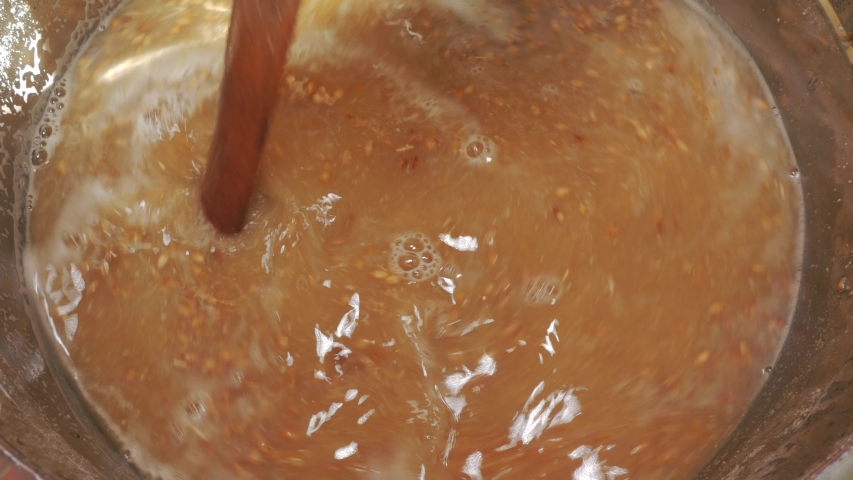 cooking malt wort production home-made moonshine Stock Footage Video ...