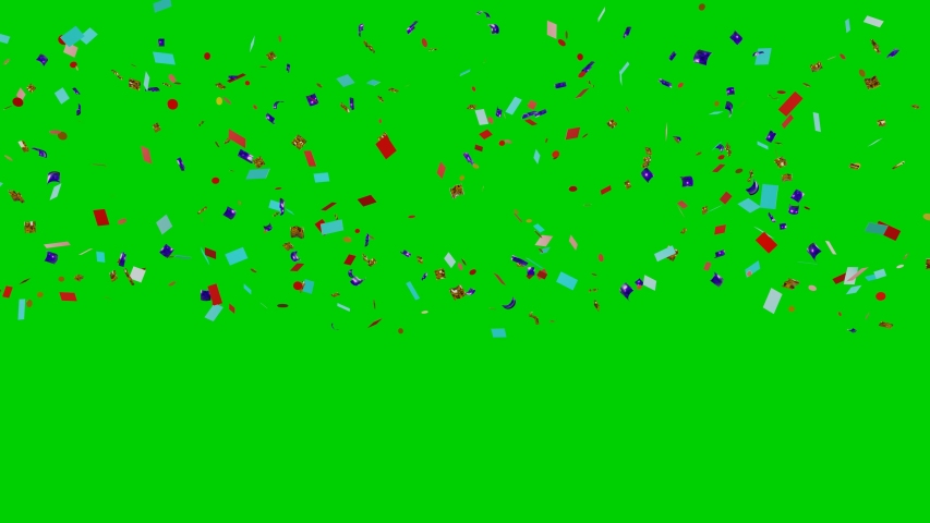 colorful animation confetti falling on green Stock Footage Video (100% ...