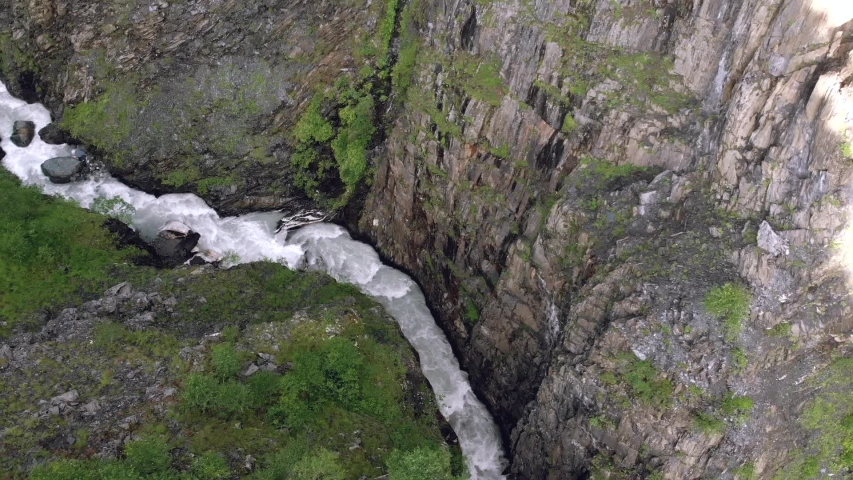river flowing through cliffs gorge caucasus Stock Footage Video (100% ...