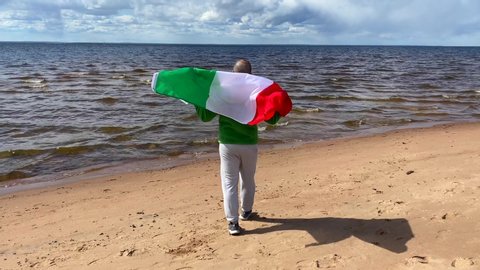 Handsome Guy Holding Italian Flag His Stock Footage Video (100% Royalty ...