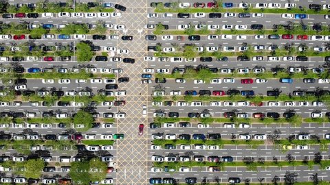 Top View Linear Car Parking Green Stock Footage Video (100% Royalty ...