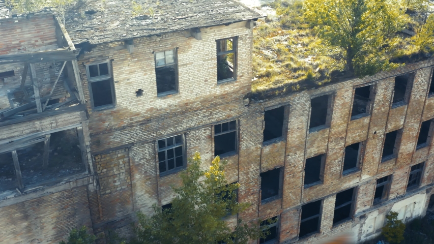 abandoned old building ruins broken windows Stock Footage Video (100% ...
