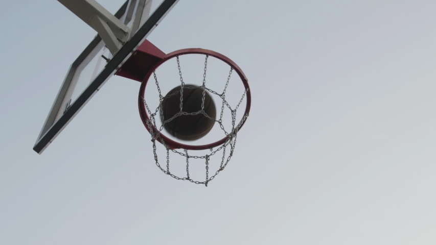 Brown Basketball Ball Fall Through Stock Footage Video (100% Royalty ...