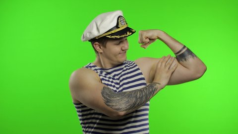 young muscular sailor man works lifeguard Stock Footage Video (100% ...