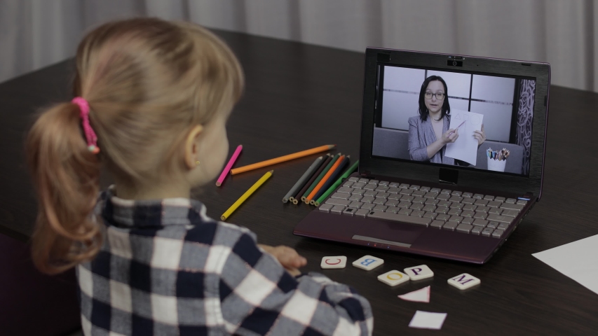 online e-learning children distance education lesson Stock Footage ...