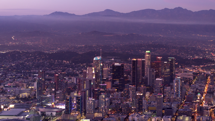 Skyline of Los Angeles with Mountains in the Background, California ...