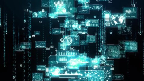 Digital Transformation Concept Binary Code Programming Stock Footage ...