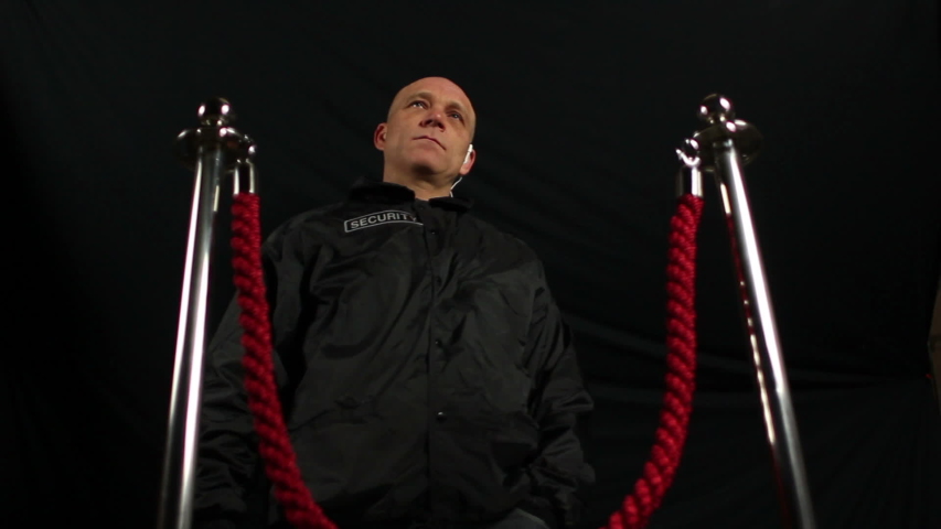 bald security guard bouncer wearing Stock Footage Video (100% Royalty ...