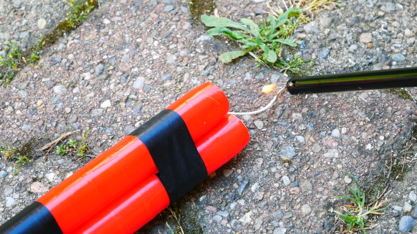 Lighting Dynamite Tnt Explosive Explosion Stock Footage Video (100% ...