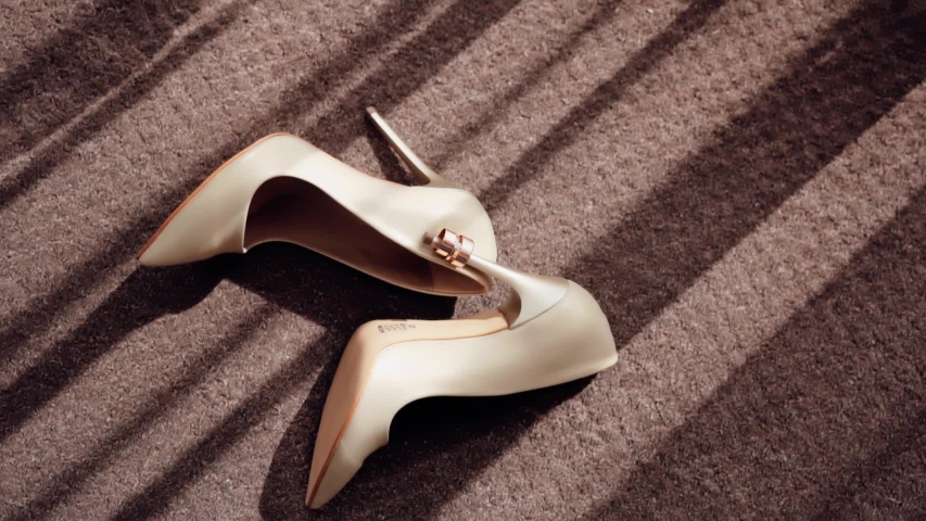 Beautiful, Womens Cream-colored Evening Shoes Stock Footage Video (100% ...