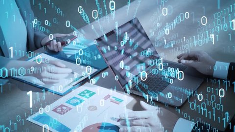 Digital Transformation Concept Binary Code Programming Stock Footage ...