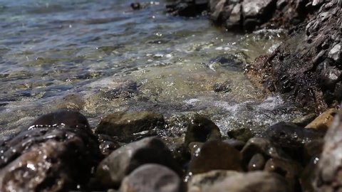 Water Moving Through Rocks Seashore Stock Footage Video (100% Royalty ...