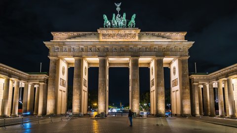 Berlin Brandenburg Gate Night Germany Time Stock Footage Video (100% ...