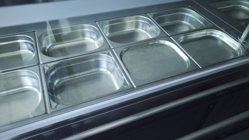 empty buffet trays counter cafe restaurant Stock Footage Video (100% ...