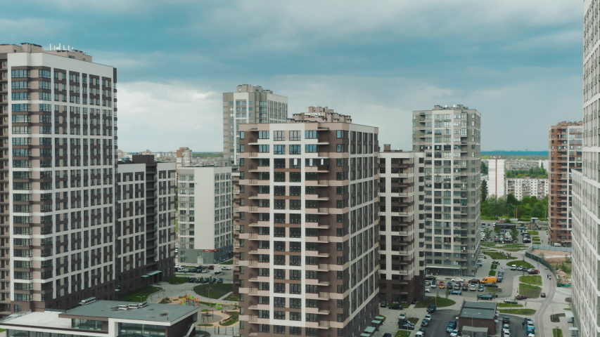 new high-rise buildings city aerial view Stock Footage Video (100% ...