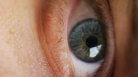 Blue Eye Looking Around Extreme Close Stock Footage Video (100% Royalty ...