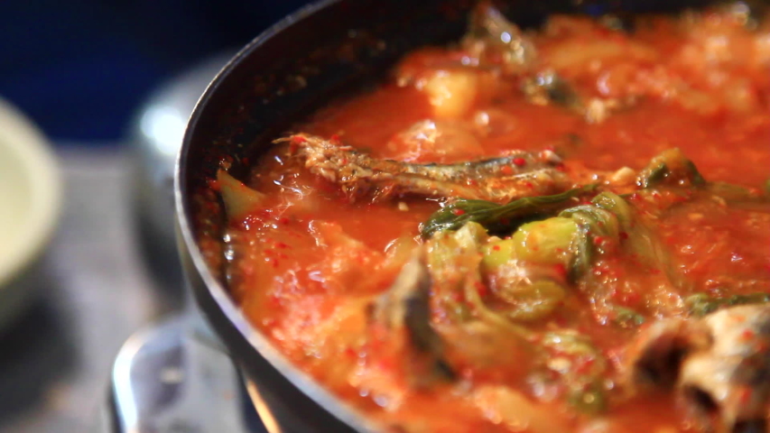 spicy anchovy soup traditional korean food Stock Footage Video (100% ...
