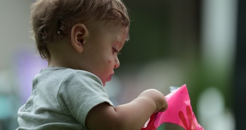 Baby Touching Object Infant Toddler Inspecting Stock Footage Video (100 ...