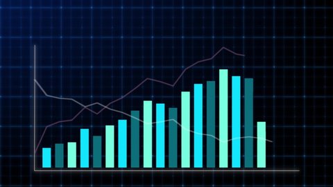 Digital Blue Bar Chart Growing Business Stock Footage Video (100% ...