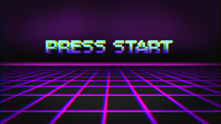 retro video game press start text Stock Footage Video (100% Royalty ...