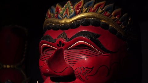 Red Javanese Demon Mask Indonesiared Javanese Stock Footage Video (100% ...