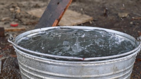 Water Dripping Into Bucket Drops Water Stock Footage Video (100% ...