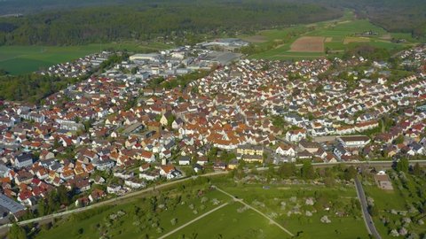Aerial View City Magstadt Spring During Stock Footage Video (100% ...