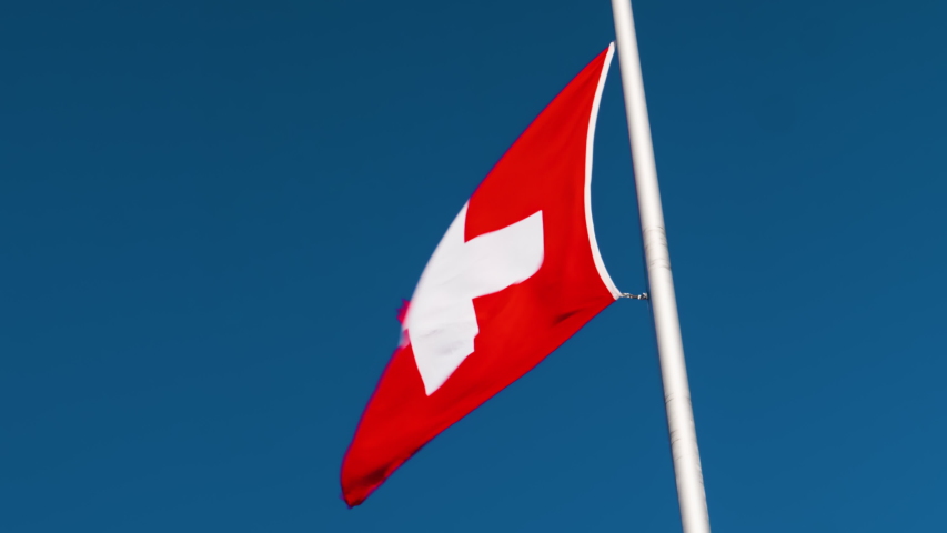 Swiss Flag is Waving in Stock Footage Video (100% Royalty-free ...