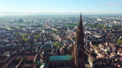 Strasbourg France Aerial View Cathedral Notre Stock Footage Video (100% ...