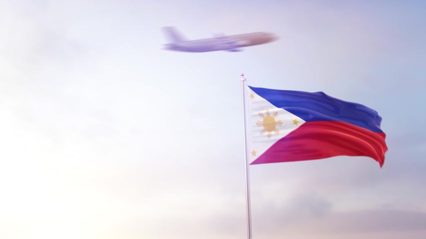 Philippines Flag with Airplane at Stock Footage Video (100% Royalty ...