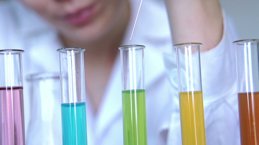 colorful chemicals mixing test tube super Stock Footage Video (100% ...