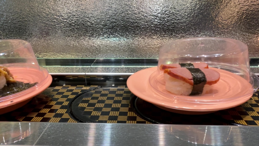 4k, Sushi On Moving Conveyor Stock Footage Video (100% Royalty-free ...