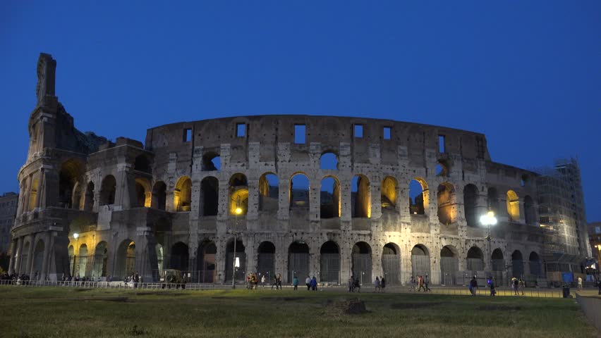 4k Colosseum in Evening, Crowd Stock Footage Video (100% Royalty-free ...