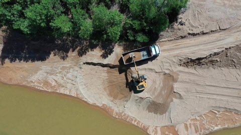 Construction Project Beside River Causing Water Stock Footage Video ...