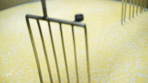 Cheese Harp Stirring Milk Cheese Factory Stock Footage Video (100% ...