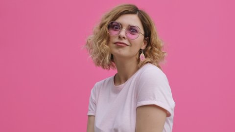 Portrait Happy Woman Nodding Affirmatively Mockingly Stock Footage ...