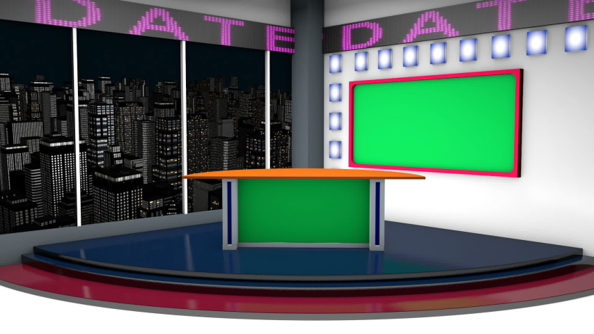 green screen tv studio news newsroom Stock Footage Video (100% Royalty ...
