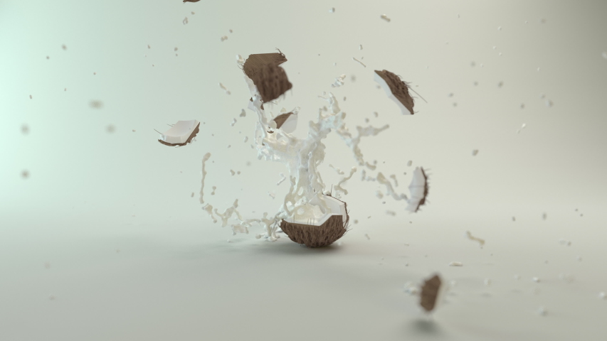 slow motion coconut explosion splashes milk Stock Footage Video (100% ...