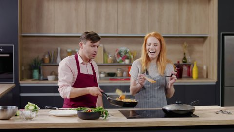 Cooking Show Hosts Chefs Male Female Stock Footage Video (100% Royalty ...
